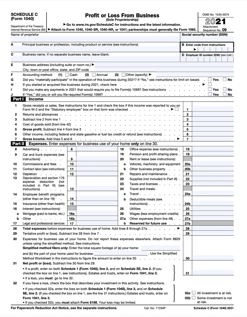 Form Schedule C | Report 1099 Income And Expenses | FlyFin